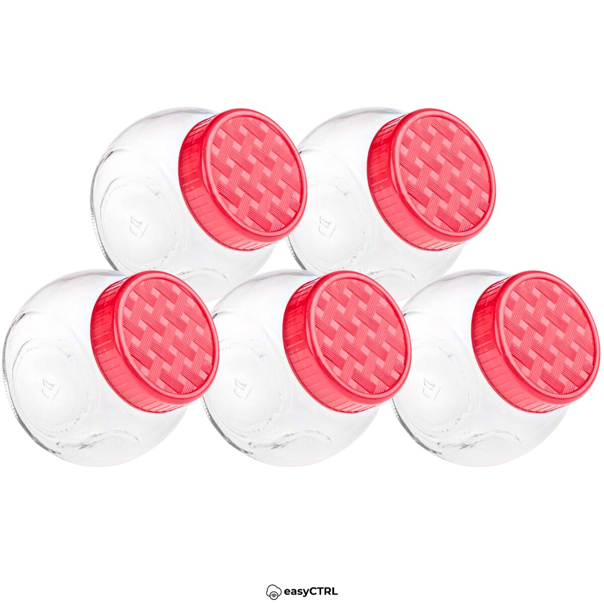 Set 5 borcane depozitare alimente din sticla, capac cu filet, 750 ml ...