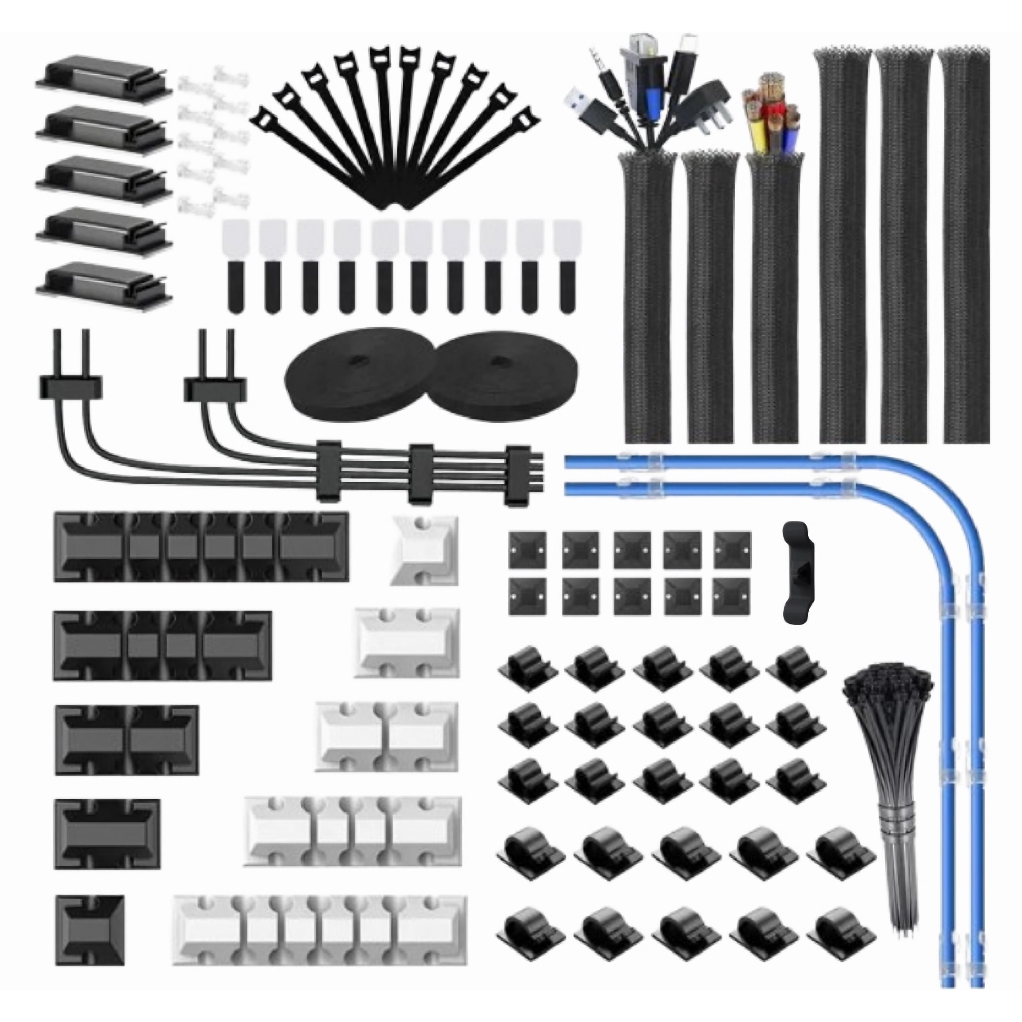 Kit organizare cabluri 189 piese, Coliere, Cleme adezive, Agrafe ...