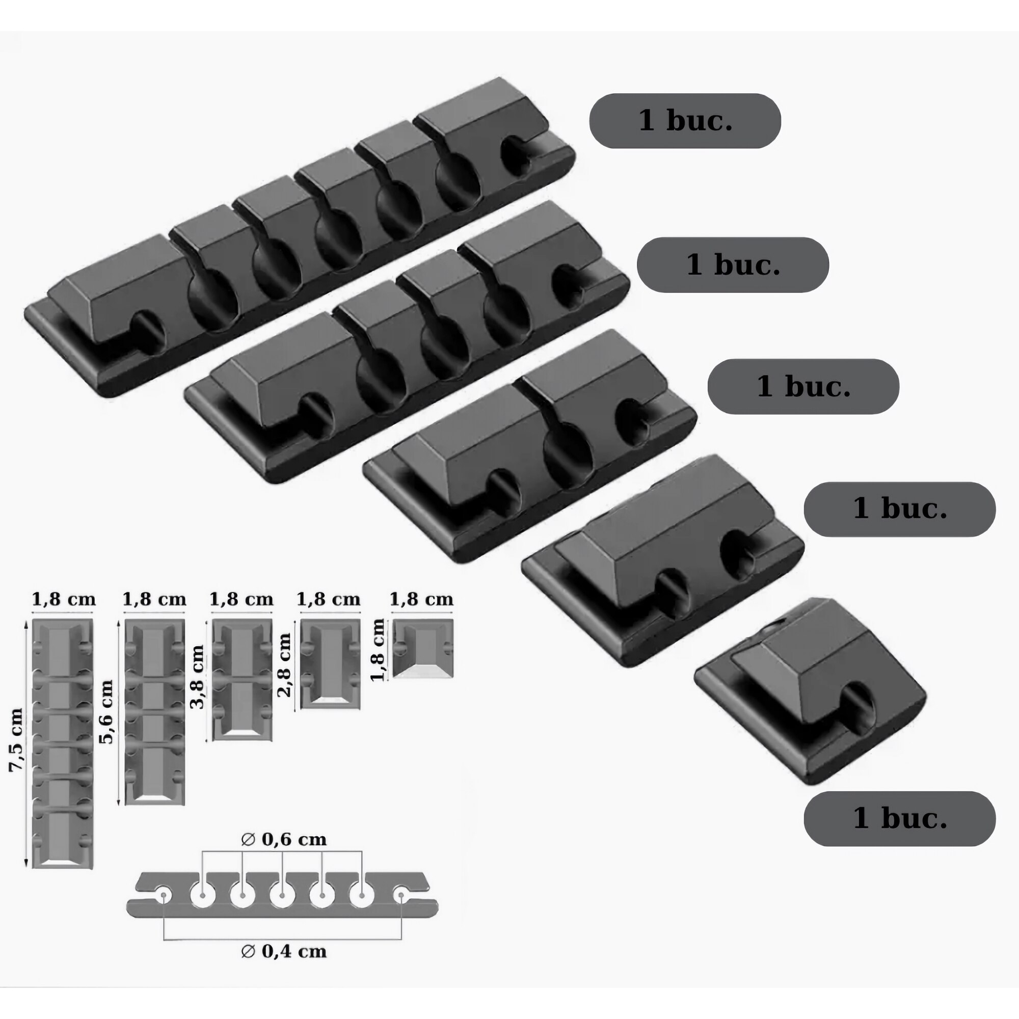 Kit organizare cabluri 189 piese, Coliere, Cleme adezive, Agrafe ...