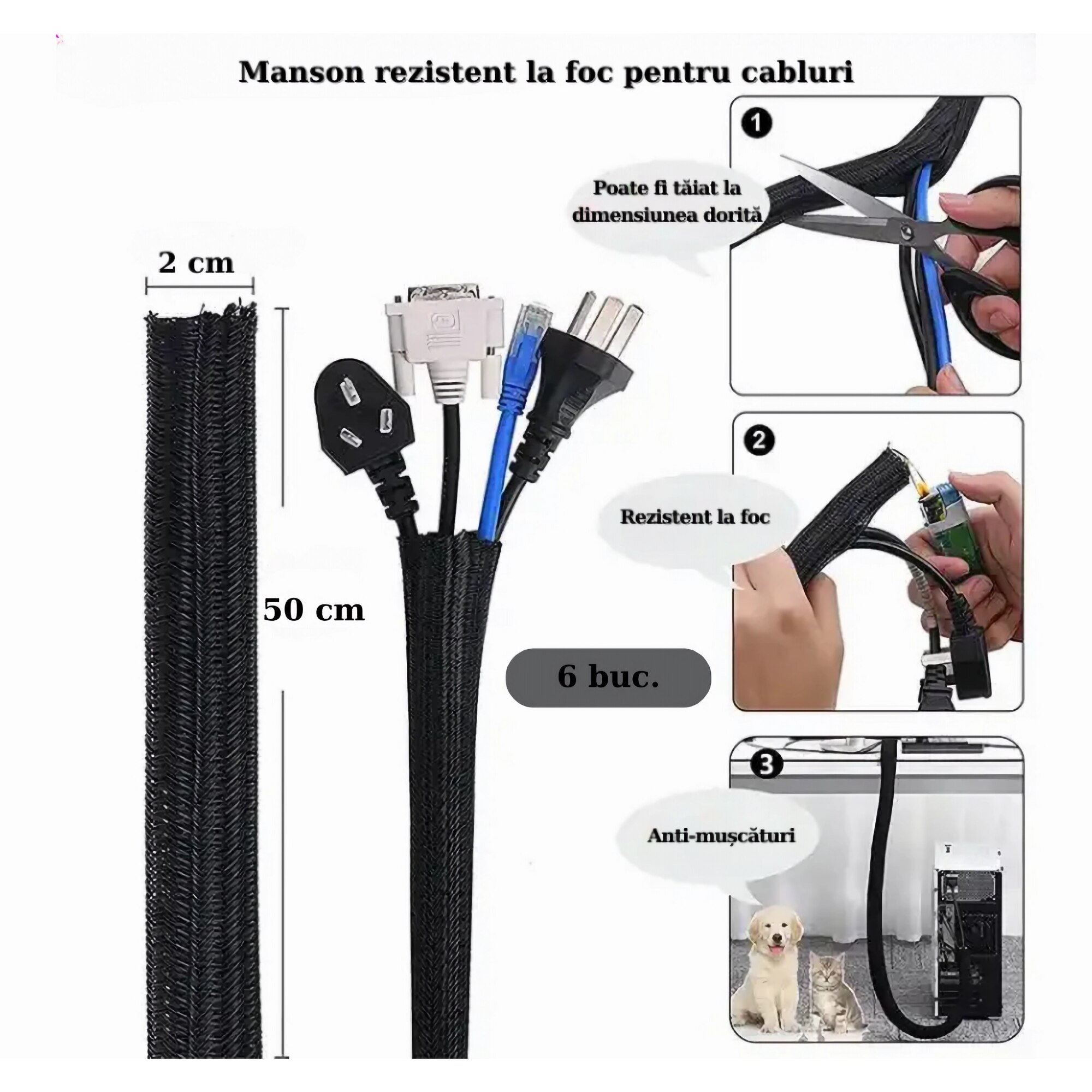 Kit organizare cabluri 189 piese, Coliere, Cleme adezive, Agrafe ...