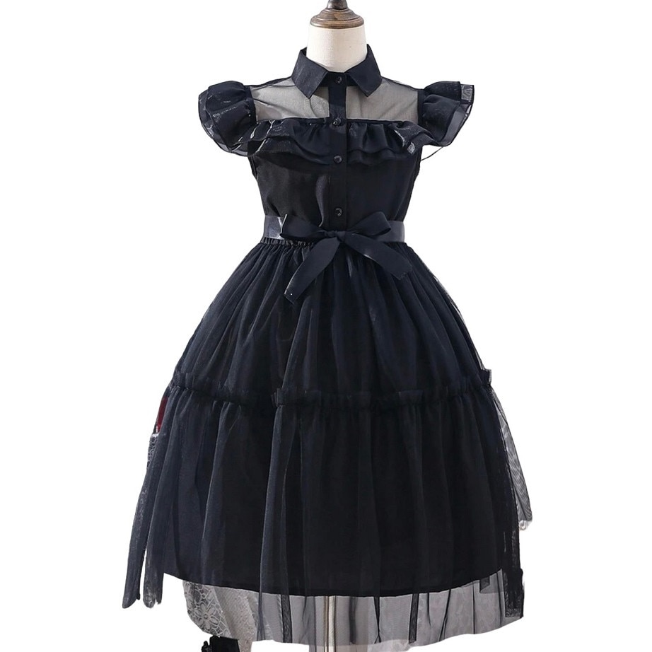 Rochie Wednesday Addams, neagra, 10 ani, 134-140 cm - eMAG.ro