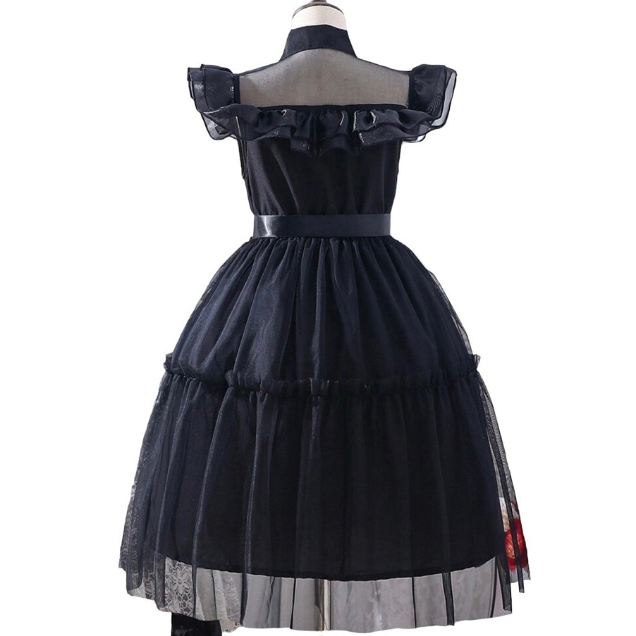 Rochie Wednesday Addams, neagra, 11-12 ani, 146-152 cm - eMAG.ro