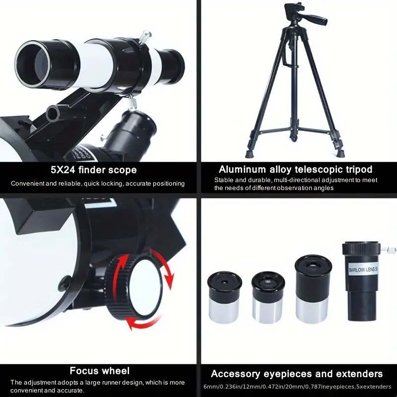 Telescop astronomic Y40070, YANX, Obiectiv Barlow, 20-334X, reglabil ...