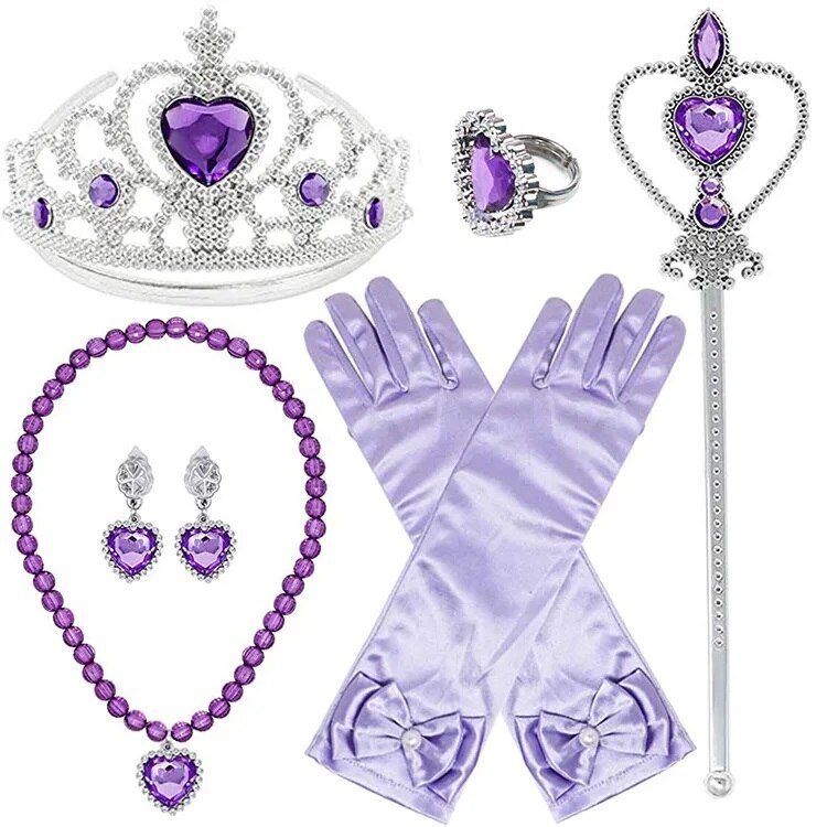 Set costum carnaval Rapunzel, rochie si accesorii, mov, 3-4 ani - eMAG.ro
