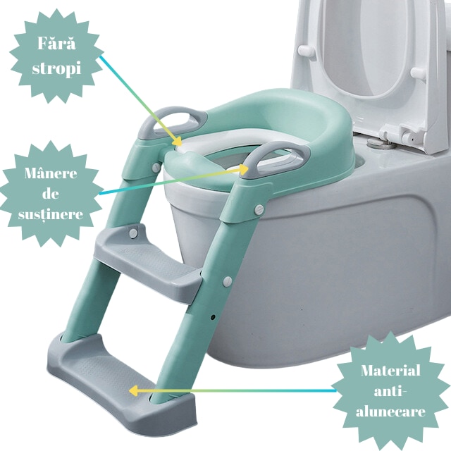 Reductor wc cu scarita pliabila, Verde - eMAG.ro