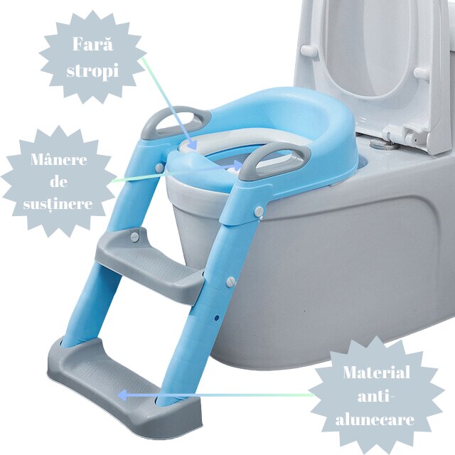 Reductor wc cu scarita pliabila, Albastru - eMAG.ro