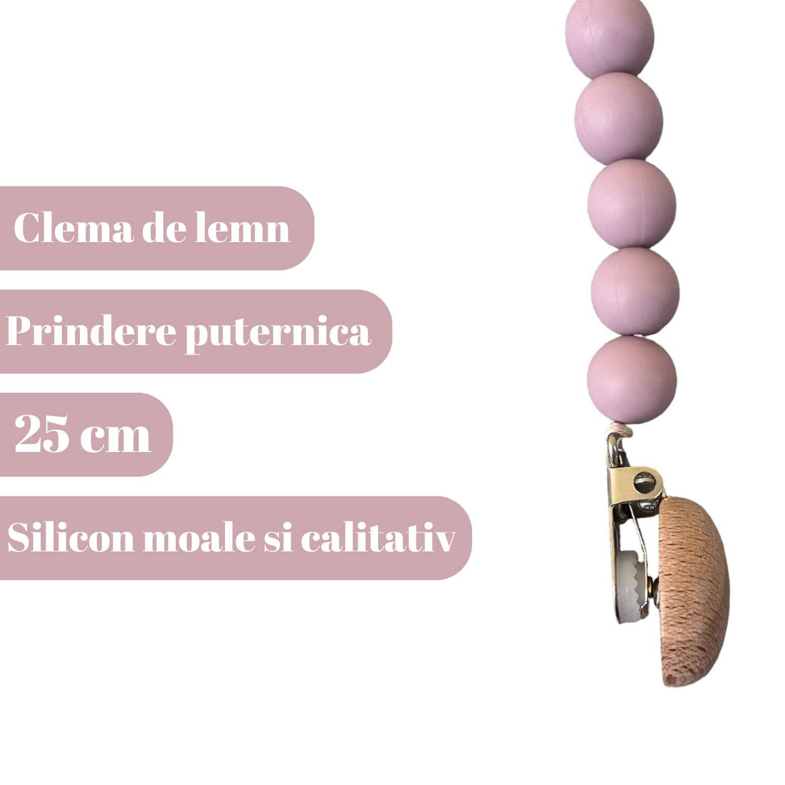 Lantisor cu bile din silicon si clips puternic cu prindere buna pentru ...