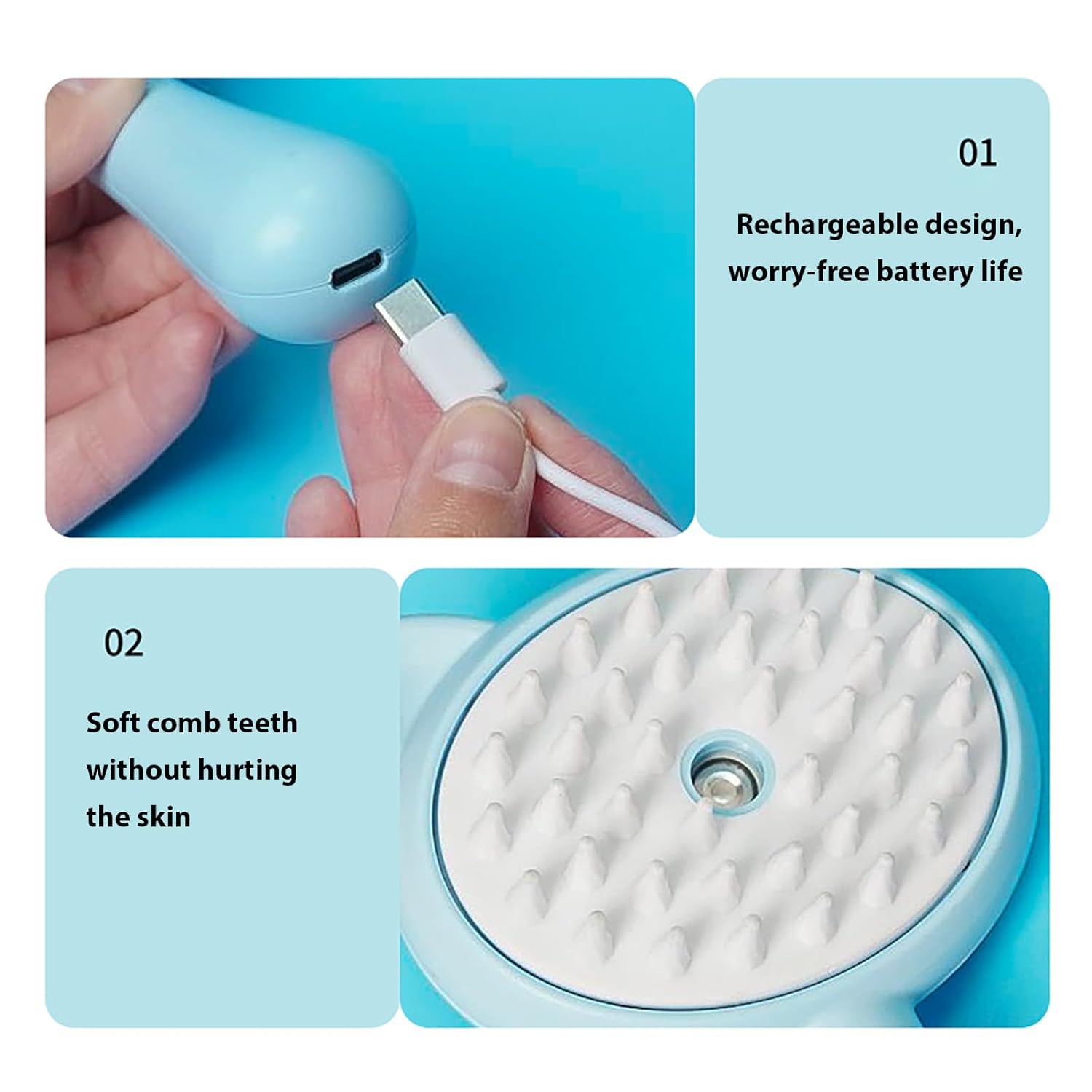 Perie pentru ingrijirea animalelor de companie cu abur, spray si ...