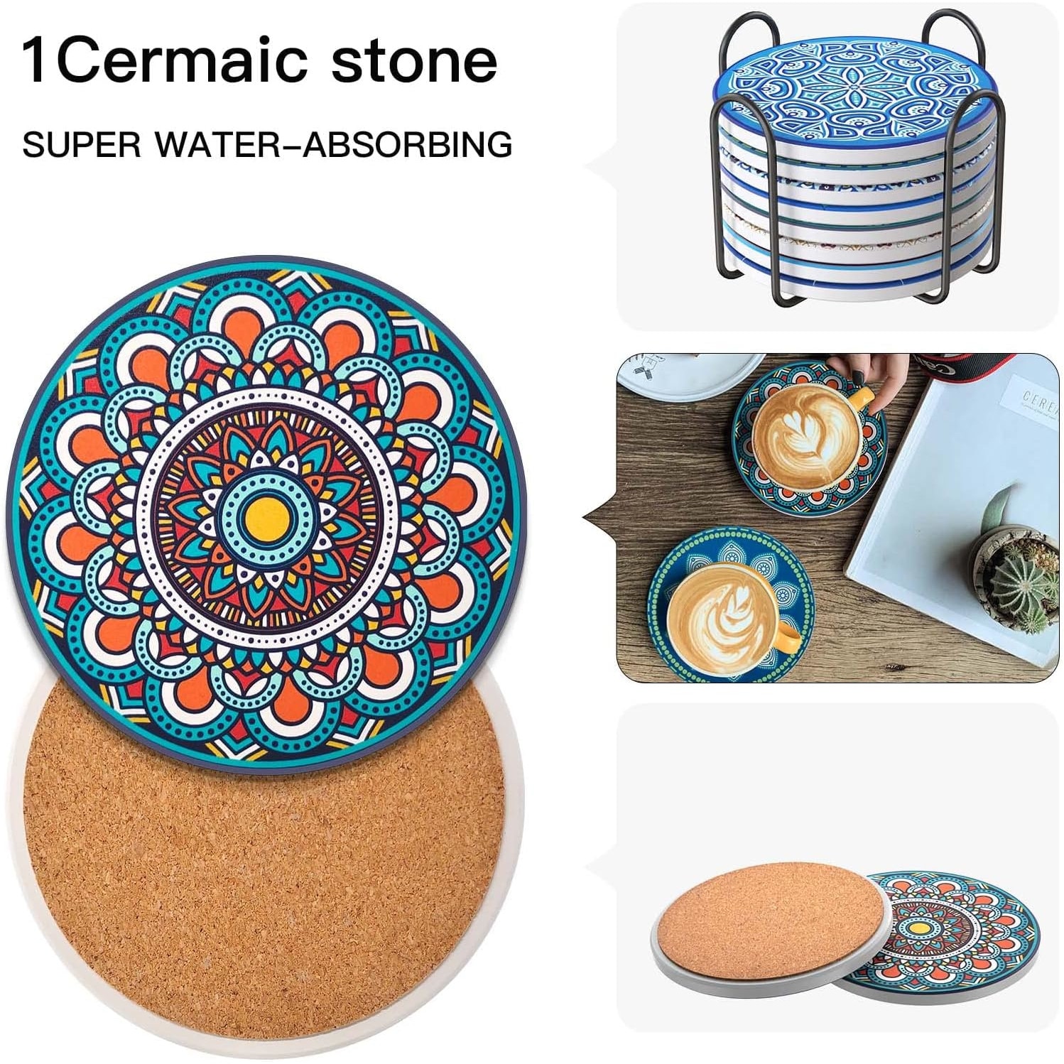 Set de 6 suporturi de pahare, JENUOS®, diametru 12 cm, coaster ...