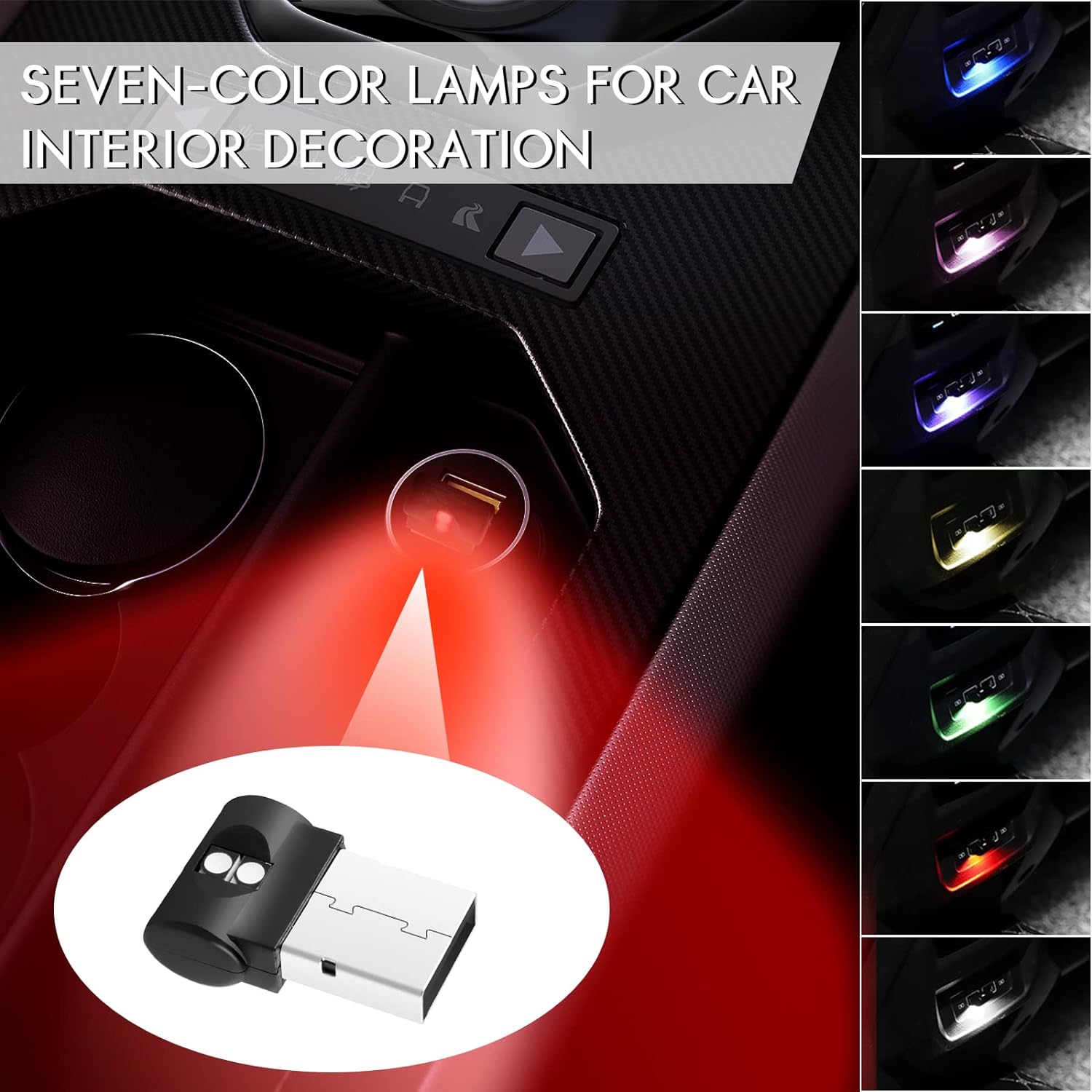 Set 4 USB LED RGB lumina ambientala, JENUOS®, sapte culori, de tip convenabil, Negru - eMAG.ro