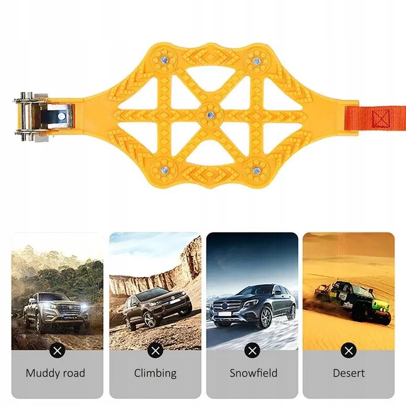 Set 8 lanturi auto pentru zapada, Anti-alunecare, Plastic, Galben/Rosu ...