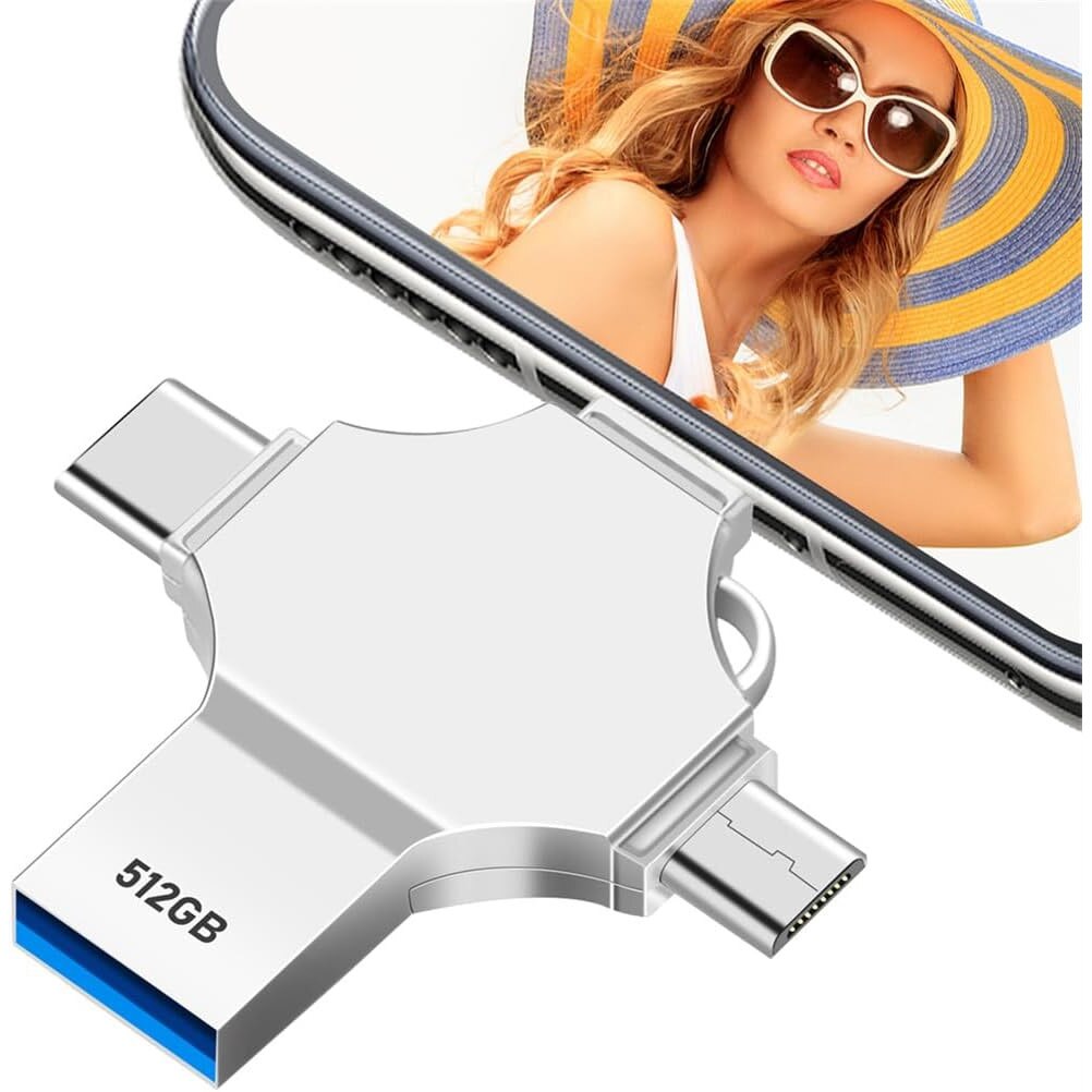 Stick de memorie flash 4 in 1 JENUOS® 512GB, USB 3.0/ USB Type-C ...