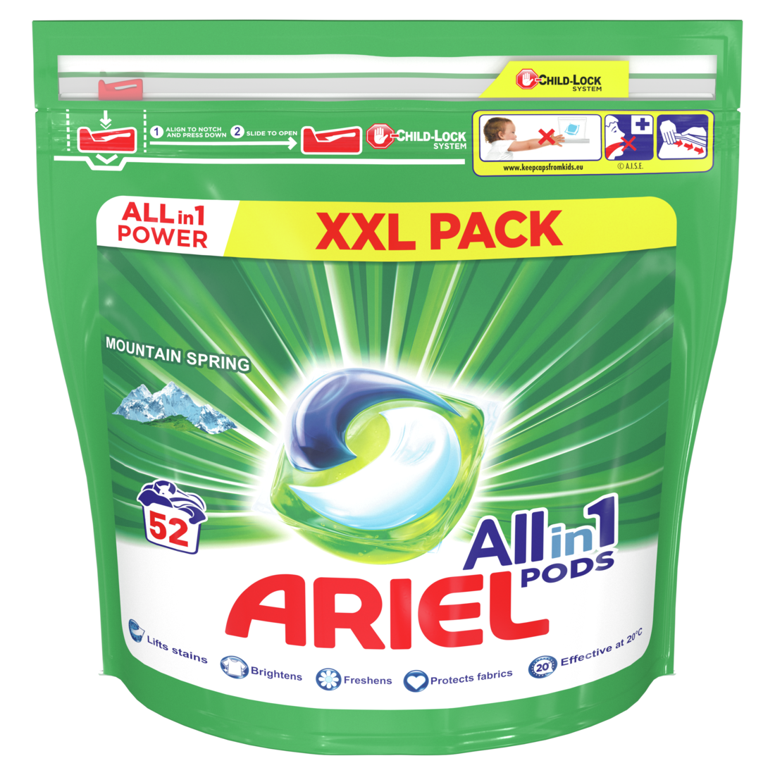 Ariel All in One PODS Mountain Spring kapszula mosószer, 52 mosás - eMAG.hu