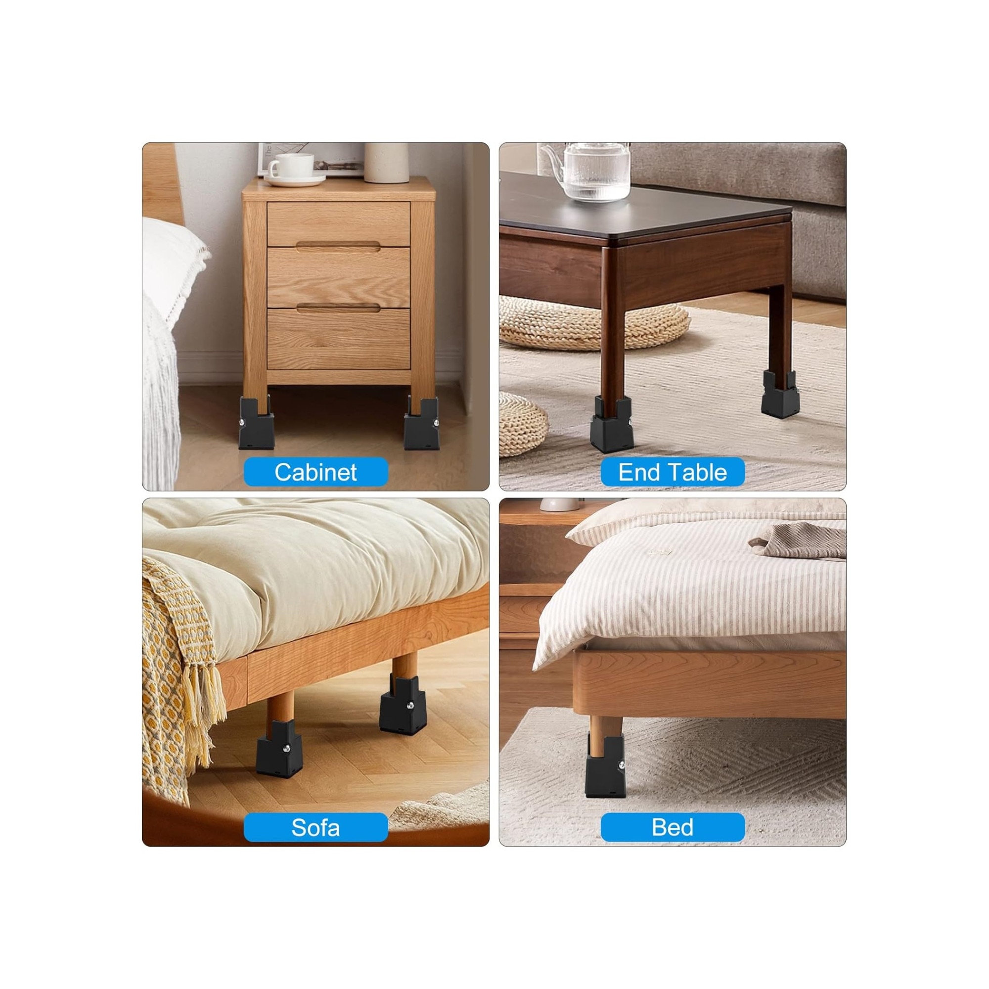 Set 4 inaltatoare pentru mobila, circumferinta reglabila, inaltime 5 cm ...