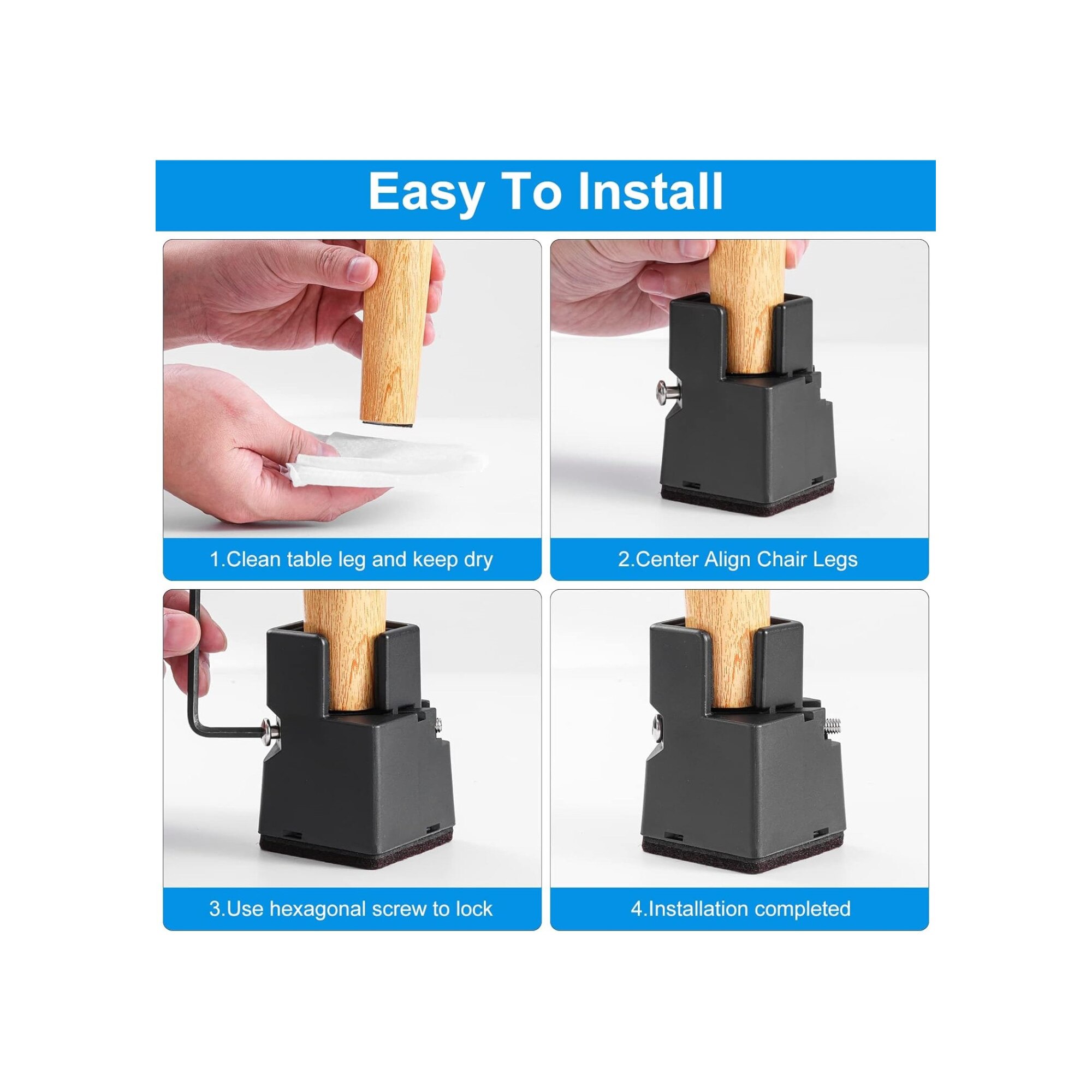 Set 4 inaltatoare pentru mobila, circumferinta reglabila, inaltime 5 cm ...
