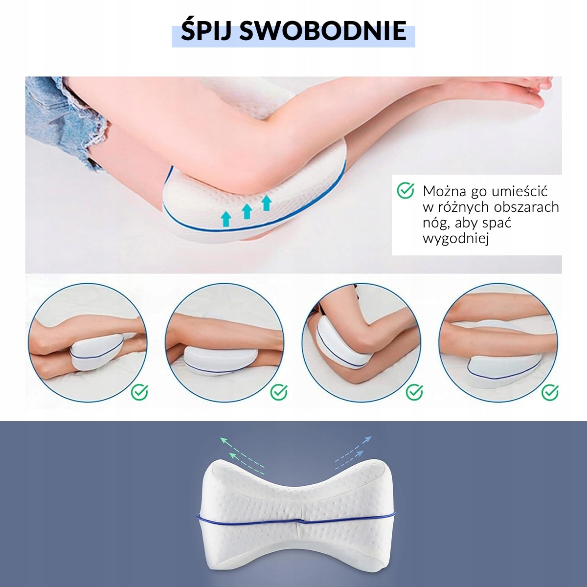 Perna ortopedica picioare, DomowySwiat, Spuma termoelastica, Alb - eMAG.ro