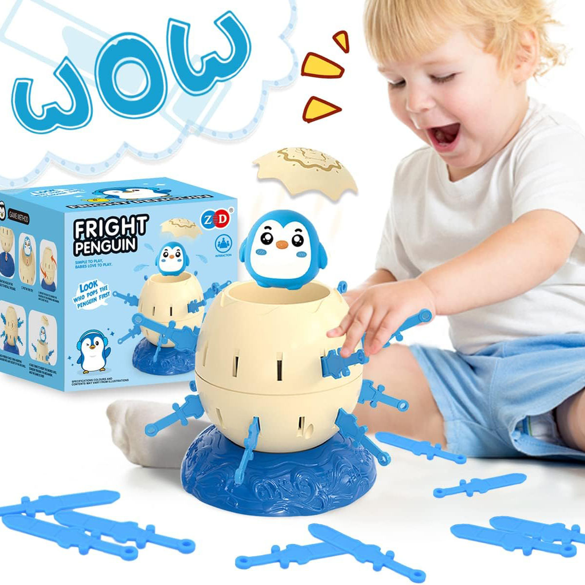 Mini joc pop-up pentru copii, Plastic, 3 ani+, Albastru, pinguin - eMAG.ro