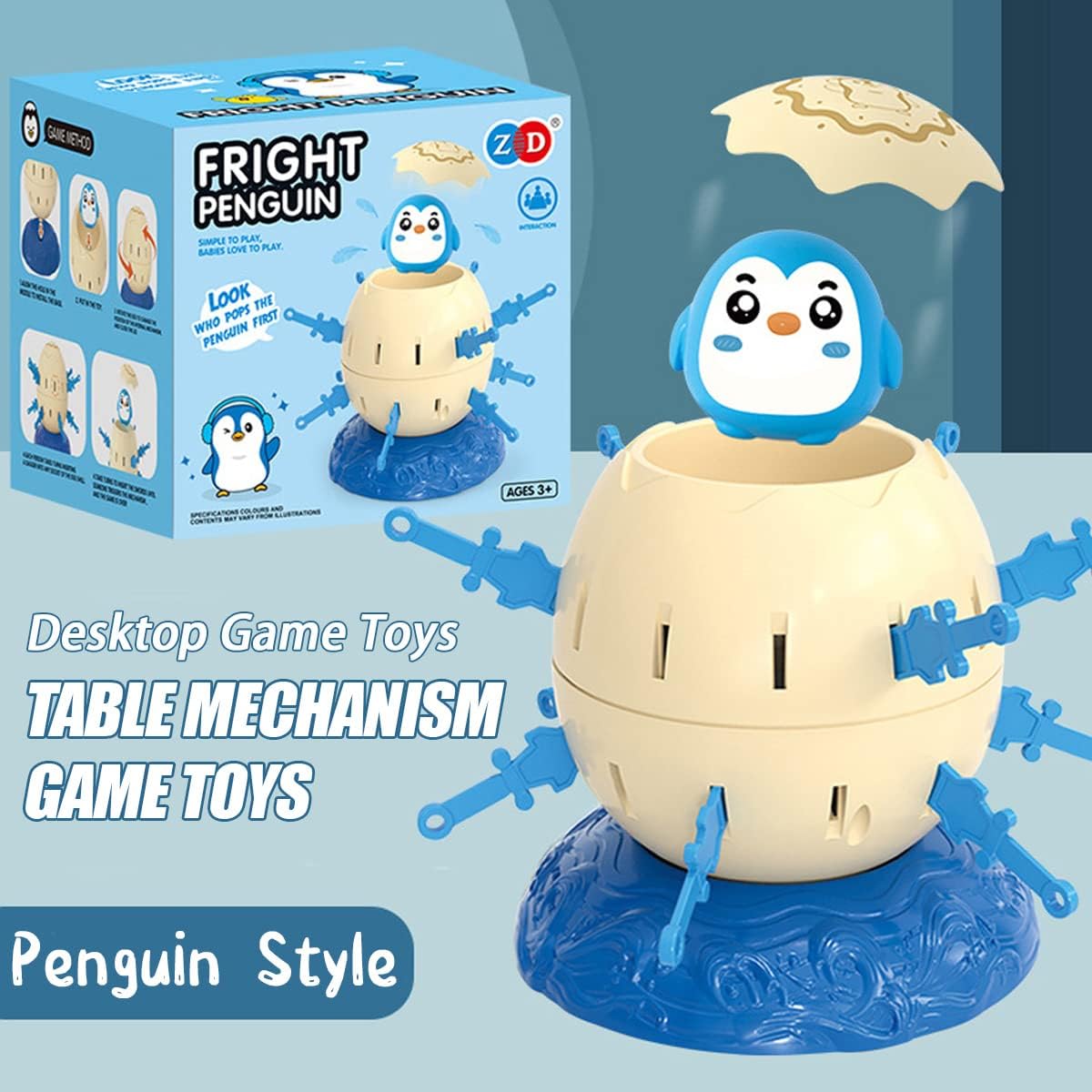 Mini joc pop-up pentru copii, Plastic, 3 ani+, Albastru, pinguin - eMAG.ro