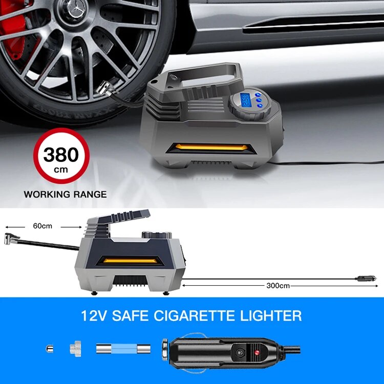 Pompa aer umflat rotile anvelope Compresor Auto Portabil - Masina ...