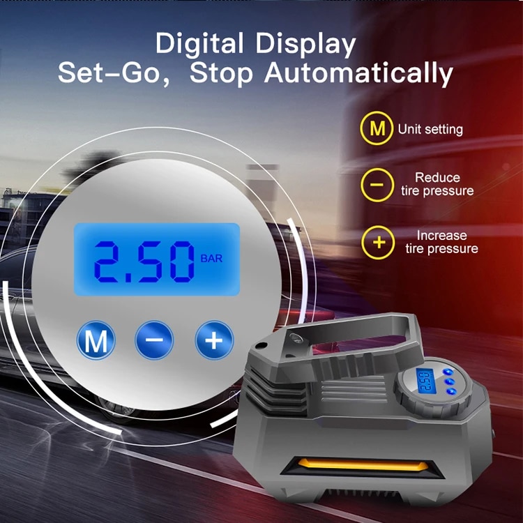 Pompa aer umflat rotile anvelope Compresor Auto Portabil - Masina ...