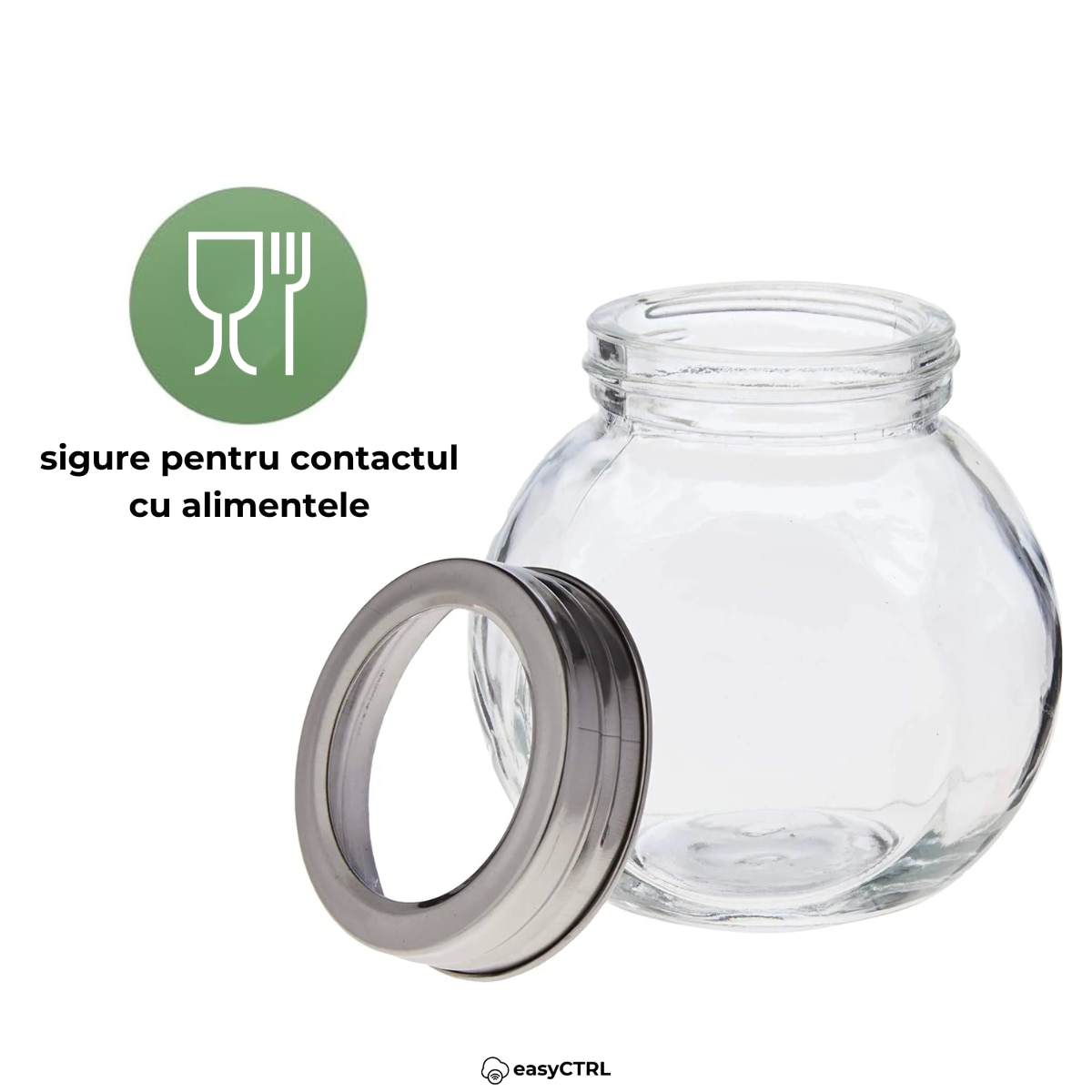 Set 6 borcane depozitare condimente si alimente, sticla, capac metalic ...