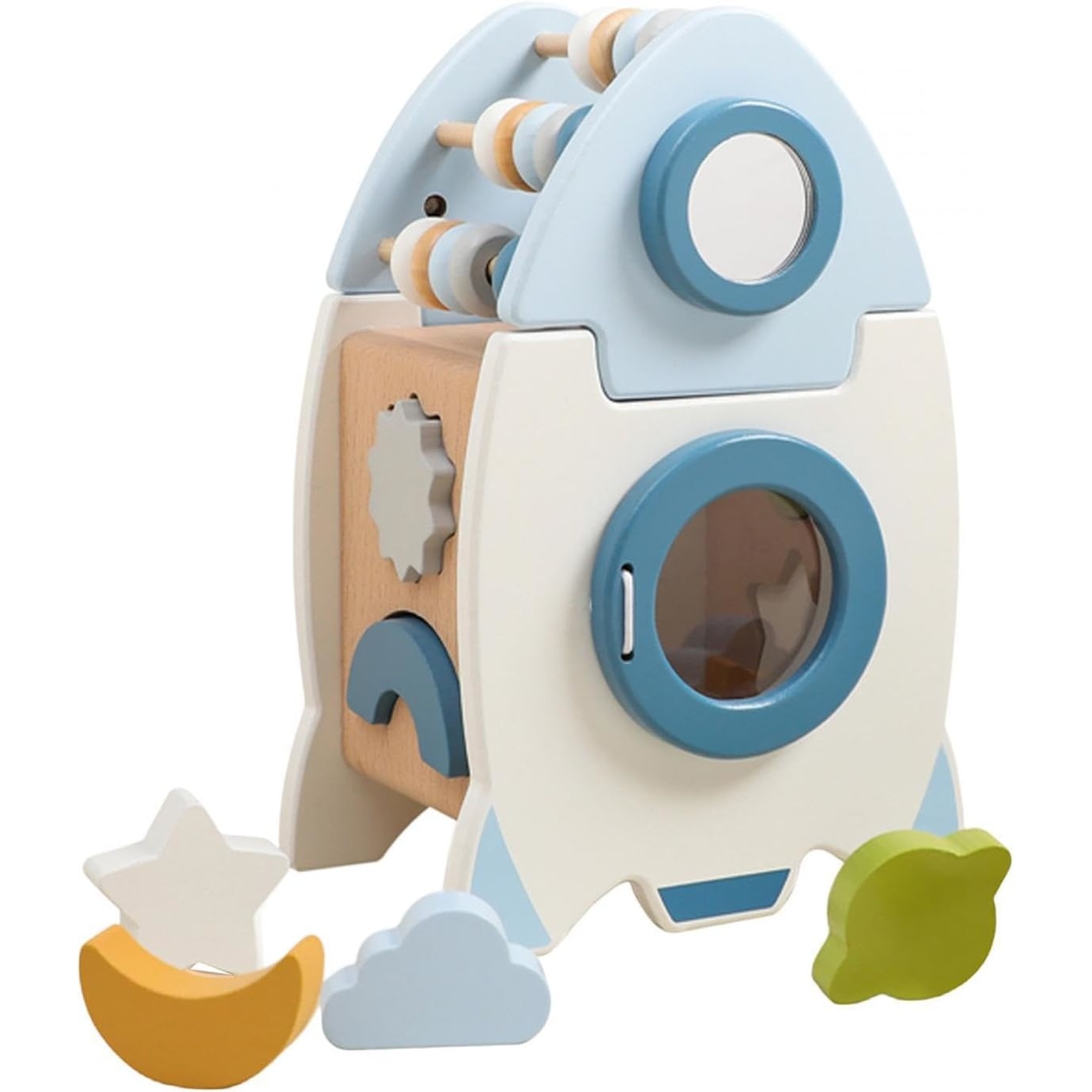 Racheta spatiala Montessori, Jucarie Cognitiva si Educativa, Lemn, + 2 ...