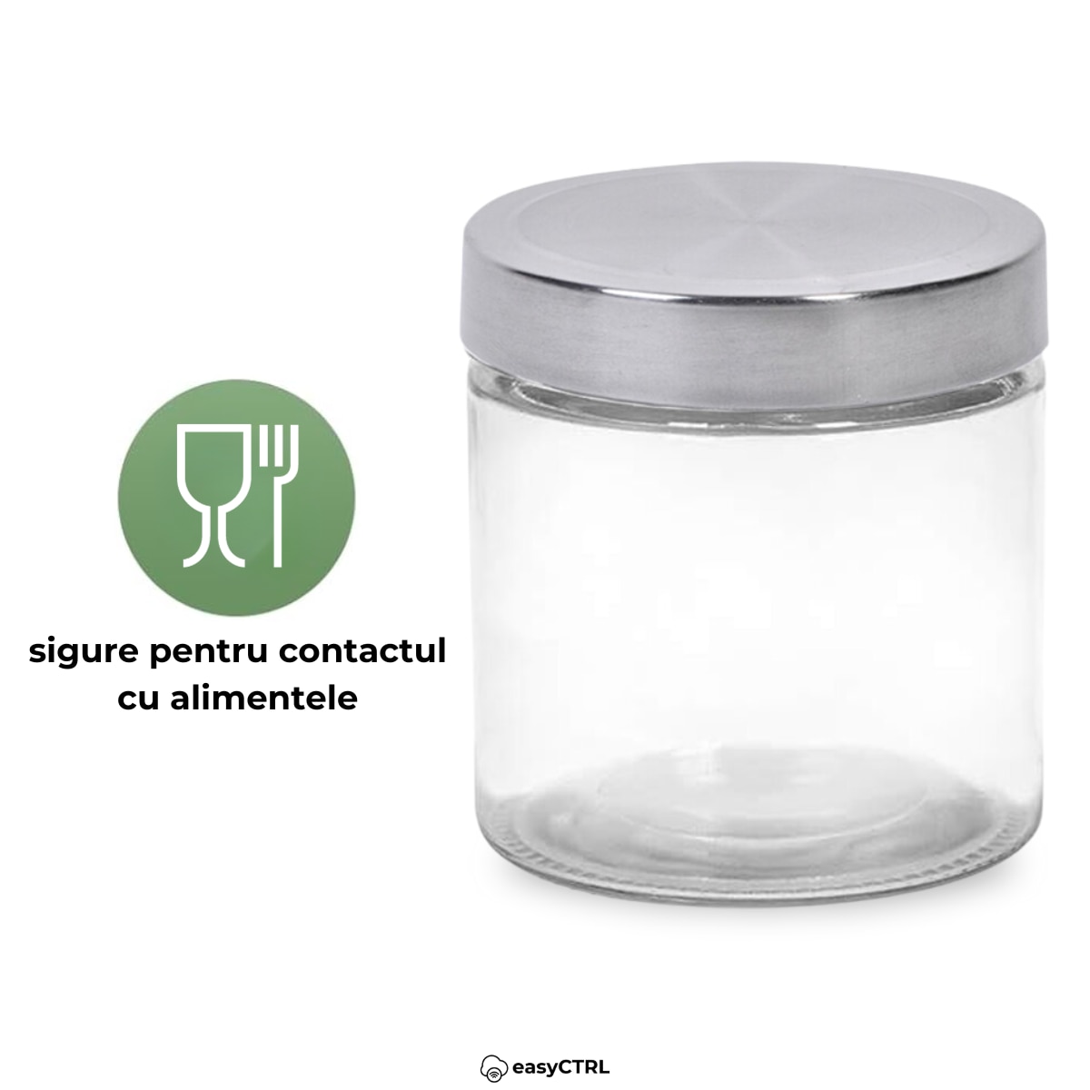 Set 5 borcane depozitare alimente din sticla, capac metalic cu ...