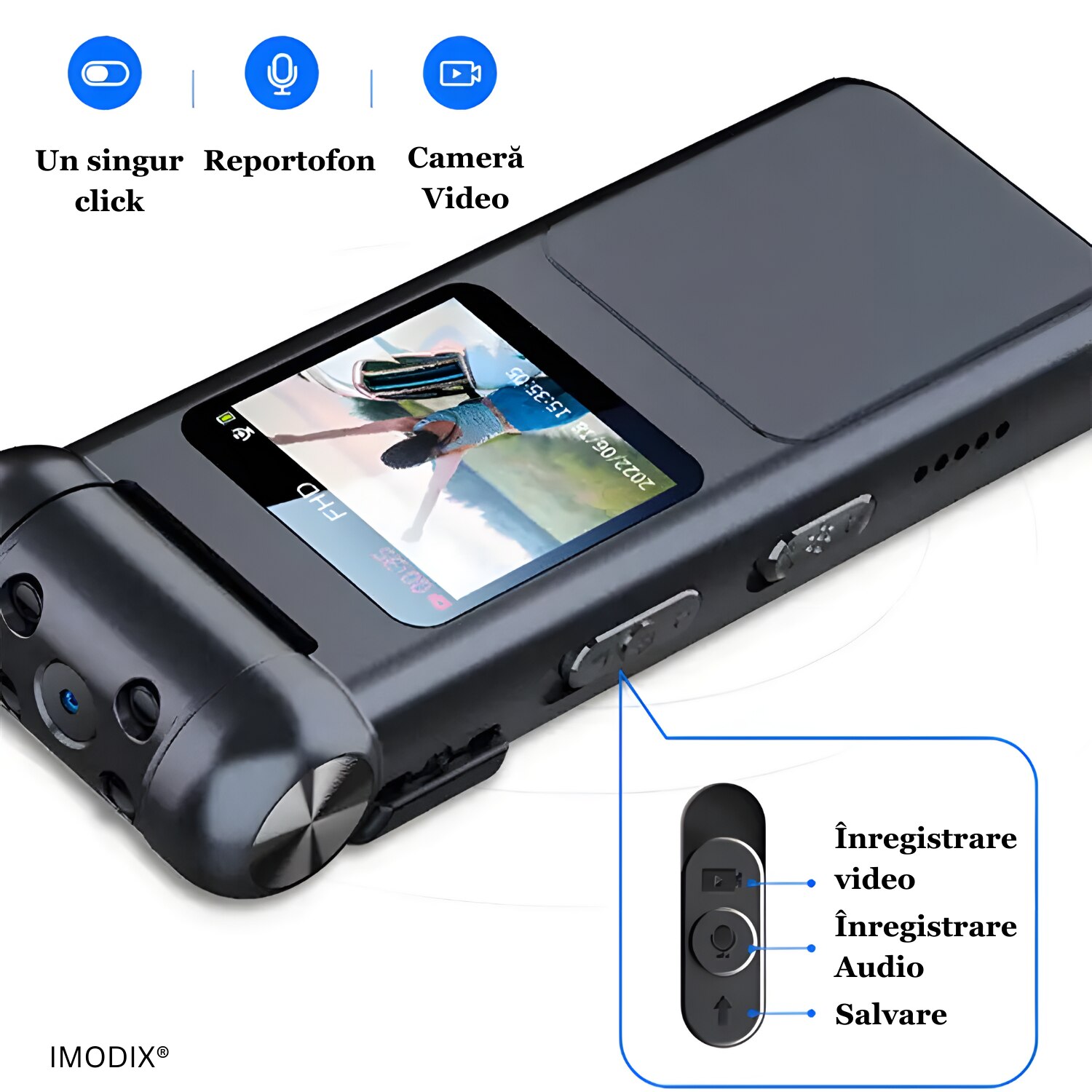 Mini Camera Video Portabila, IMODIX®, Ecran 1.3-inch, Rezolutie 1080p ...