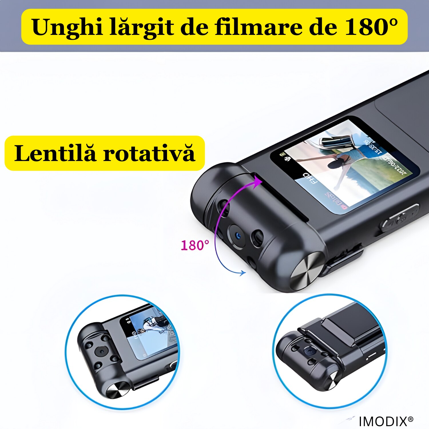 Mini Camera Video Portabila, IMODIX®, Ecran 1.3-inch, Rezolutie 1080p ...
