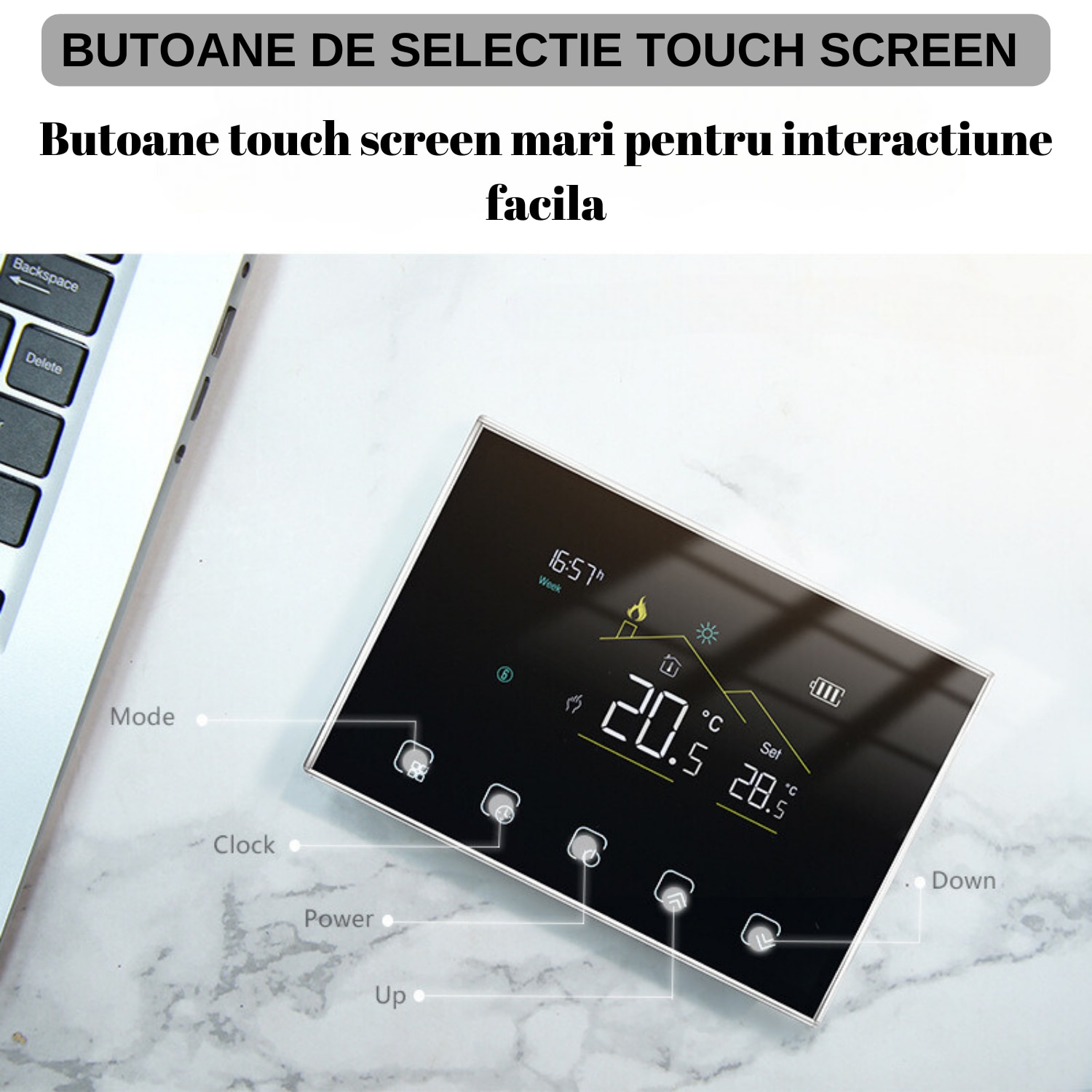 Termostat ambiental smart pentru centrala, wireless, storeful ...