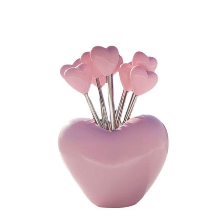 Furculite pentru fructe in forma de inima, Ceramica/Inox, Roz - eMAG.ro