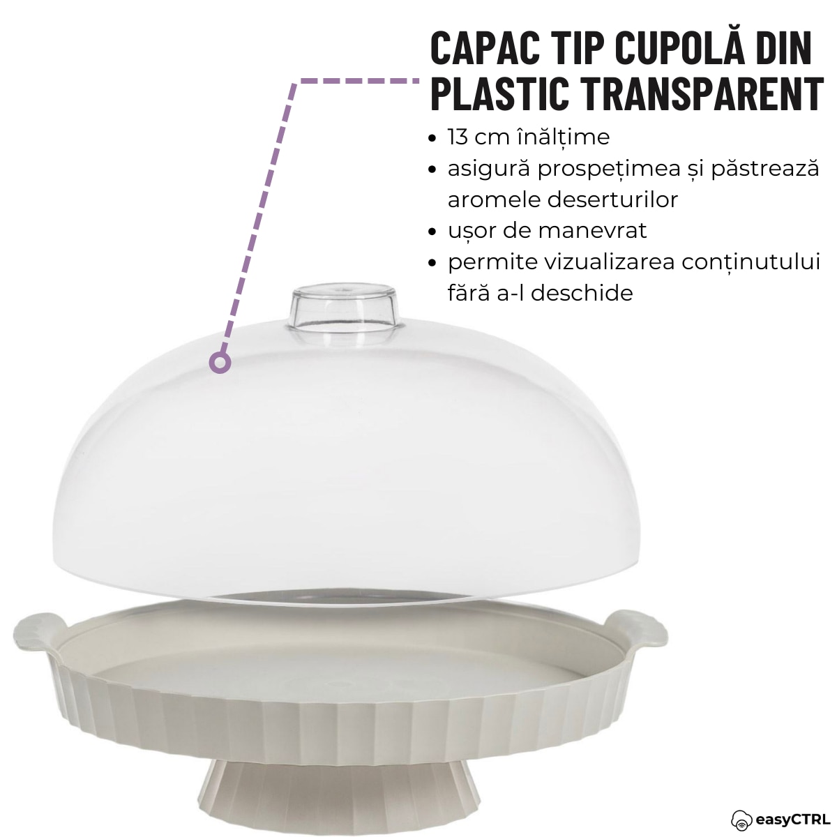 Set Platou torturi si prajituri cu spatula, plastic, capac transparent ...