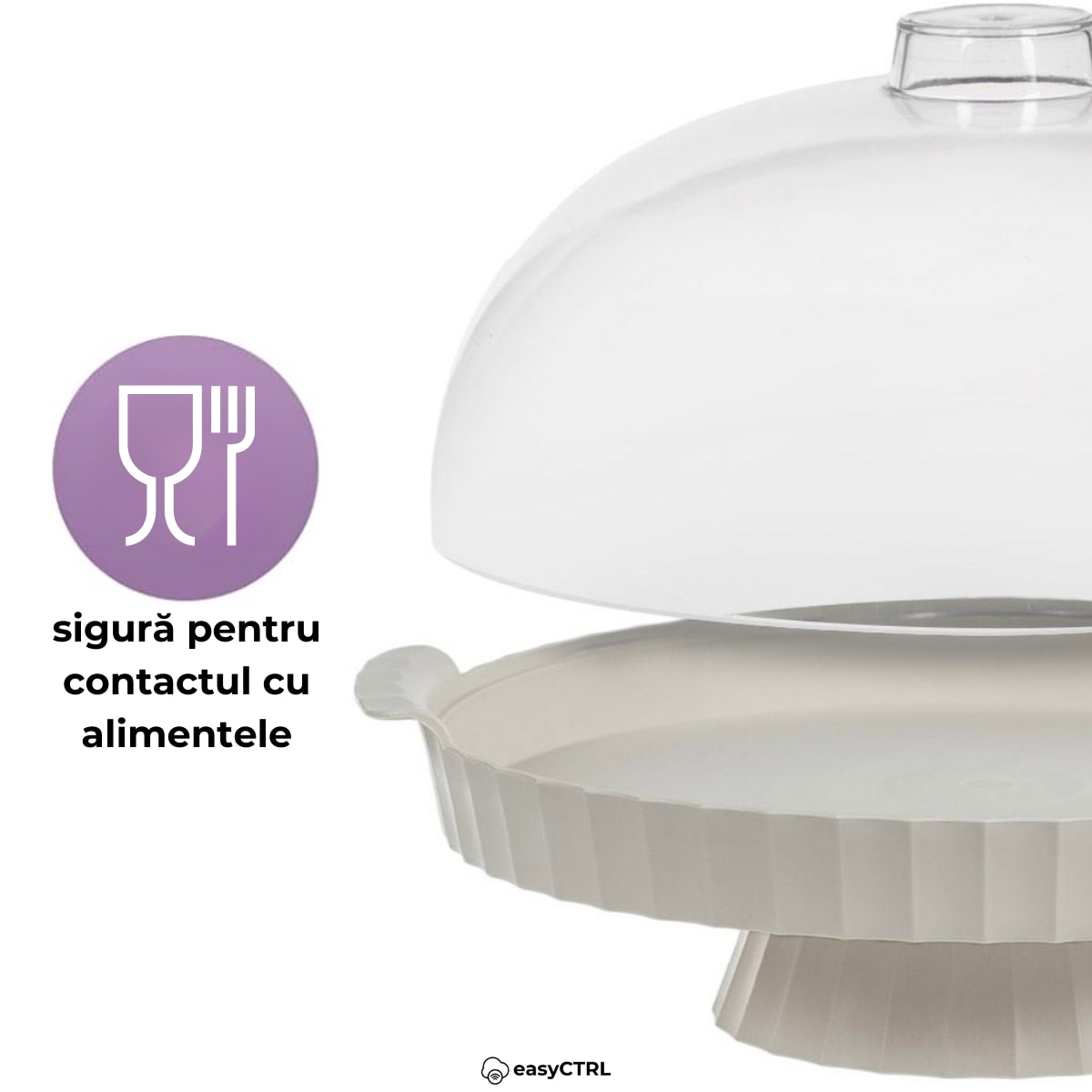 Set Platou torturi si prajituri cu spatula, plastic, capac transparent ...