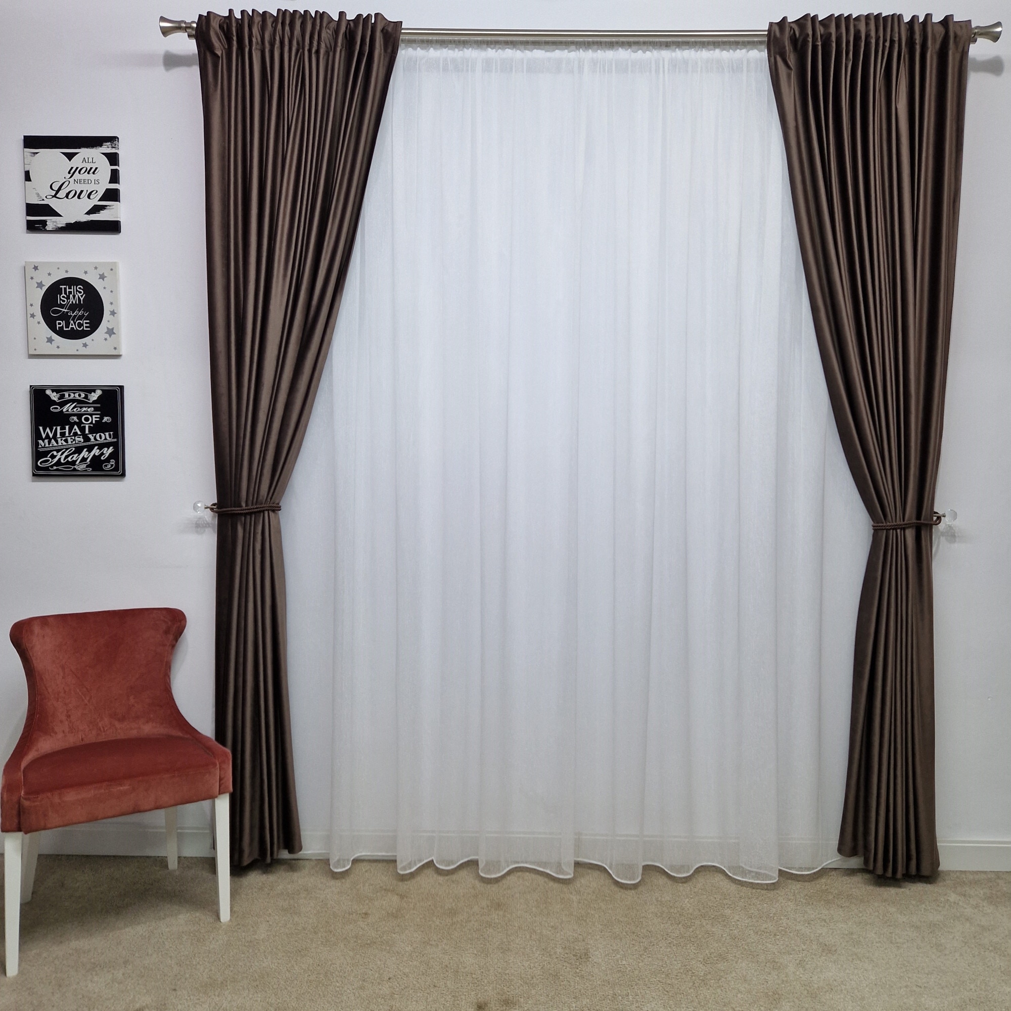 Draperie Catifea Maro cu rejansa 2 buc x 200 x 270 - eMAG.ro