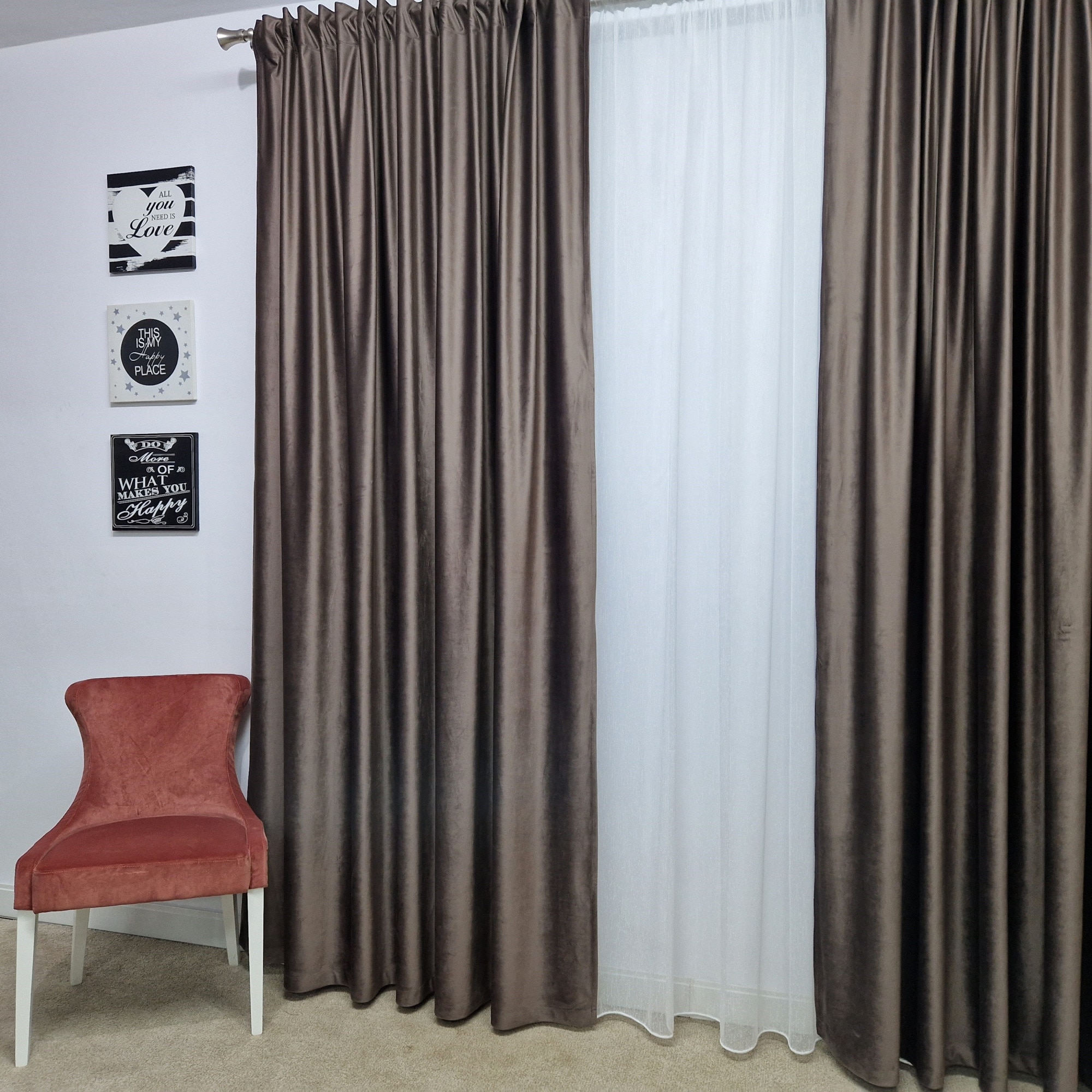 Draperie Catifea Maro cu rejansa 2 buc x 200 x 270 - eMAG.ro