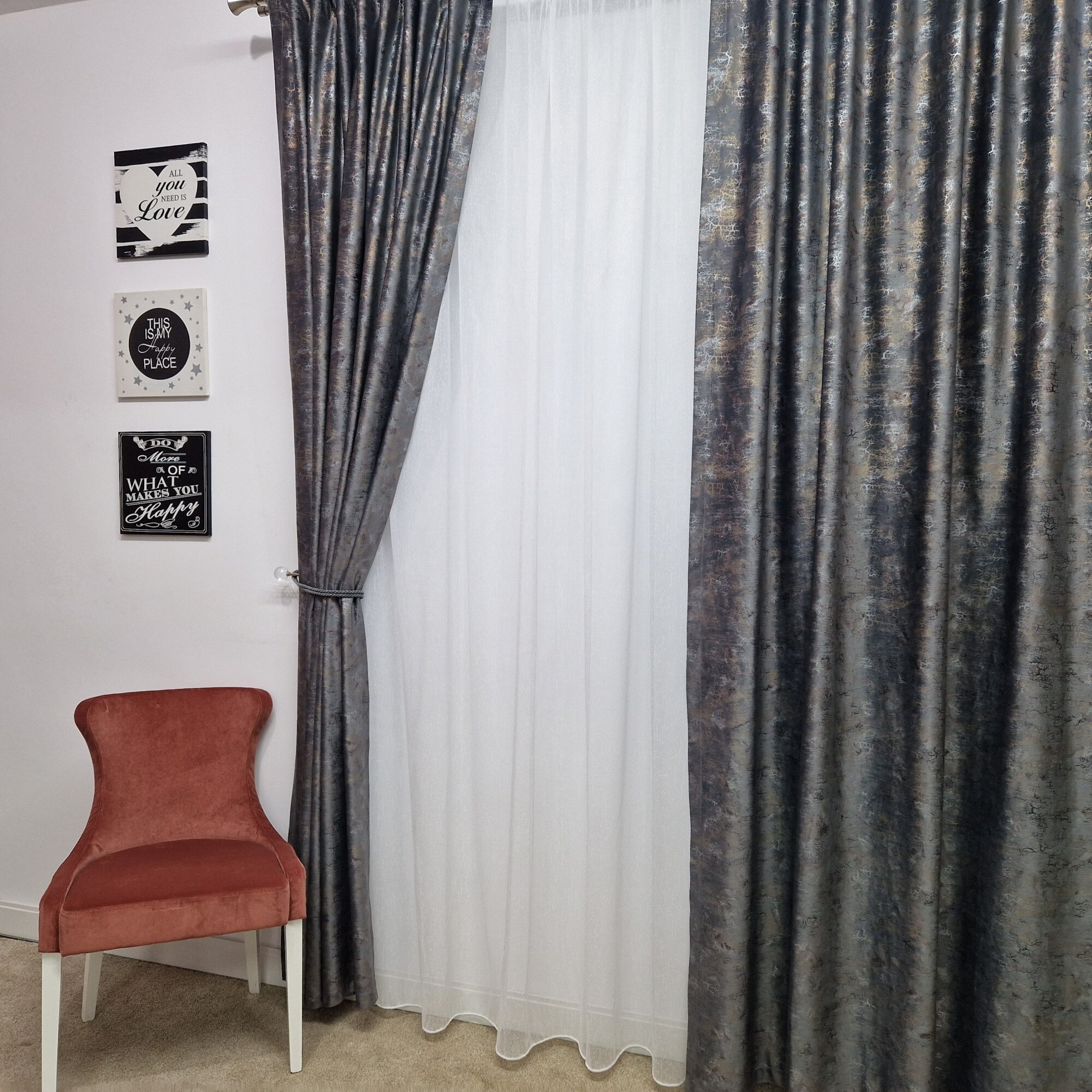 Draperie Catifea Gri Antracit model Etna cu rejansa 2 buc x 250 x 250 ...