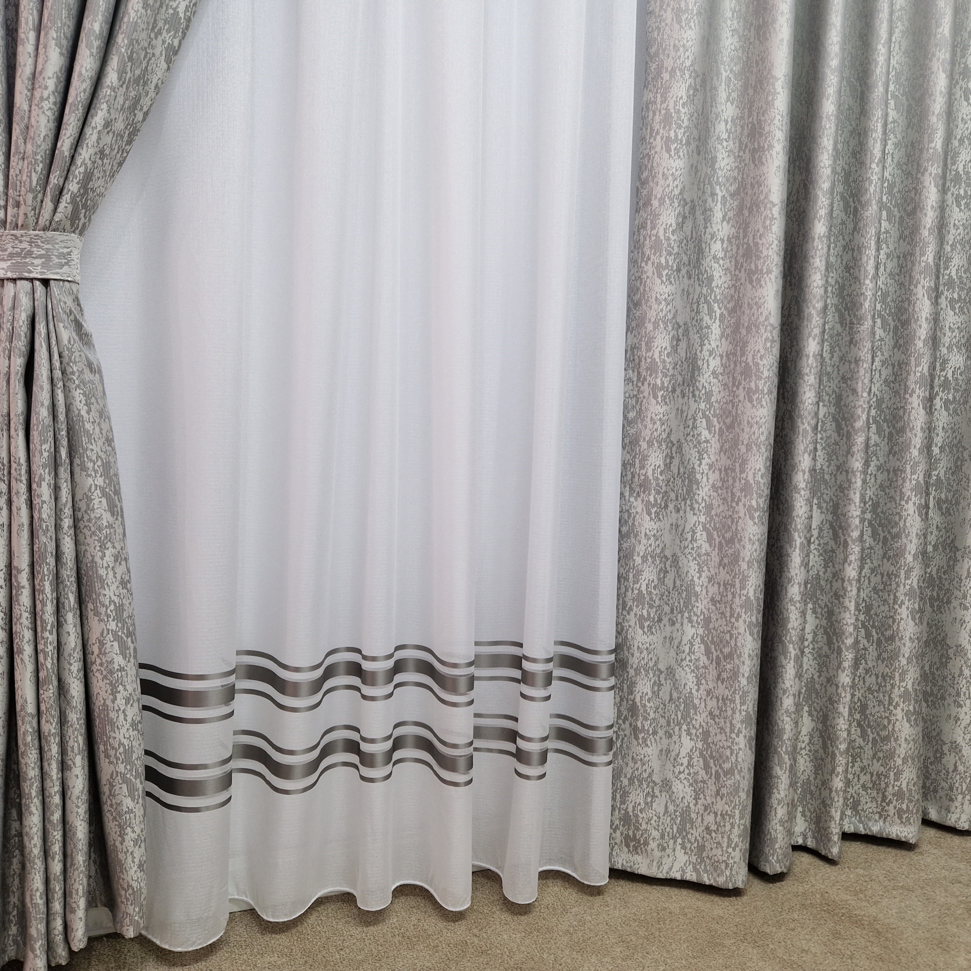 Draperie Insertii Gri deschis cu rejansa 2 buc x 100 x 210 - eMAG.ro