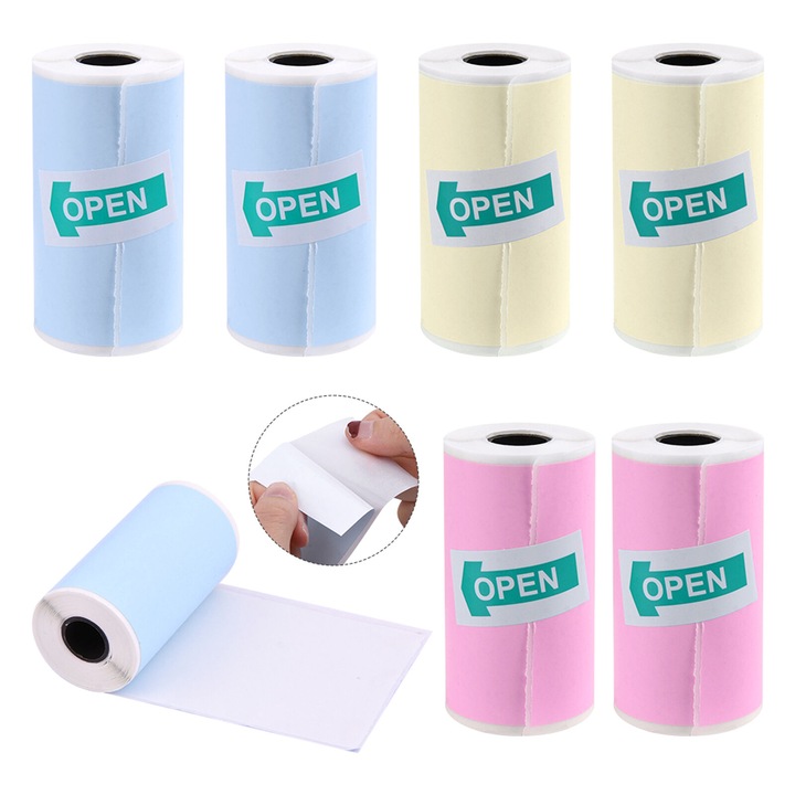 Set de 6 rola de hartie de imprimanta, EYUSALL, poate fi lipit, pentru ...