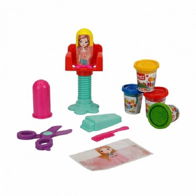 Set pasta de modelat si accesorii Salon de coafura Crafy Fun Dough 4x50 ...