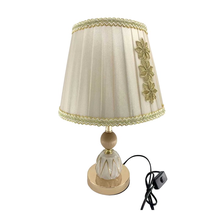 Veioza clasica, vintage, 38cm, bej/auriu - eMAG.ro