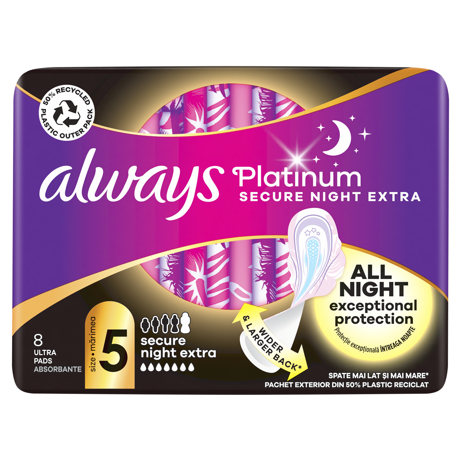 Absorbante Always Platinum Secure Night Extra, 8 buc - eMAG.ro