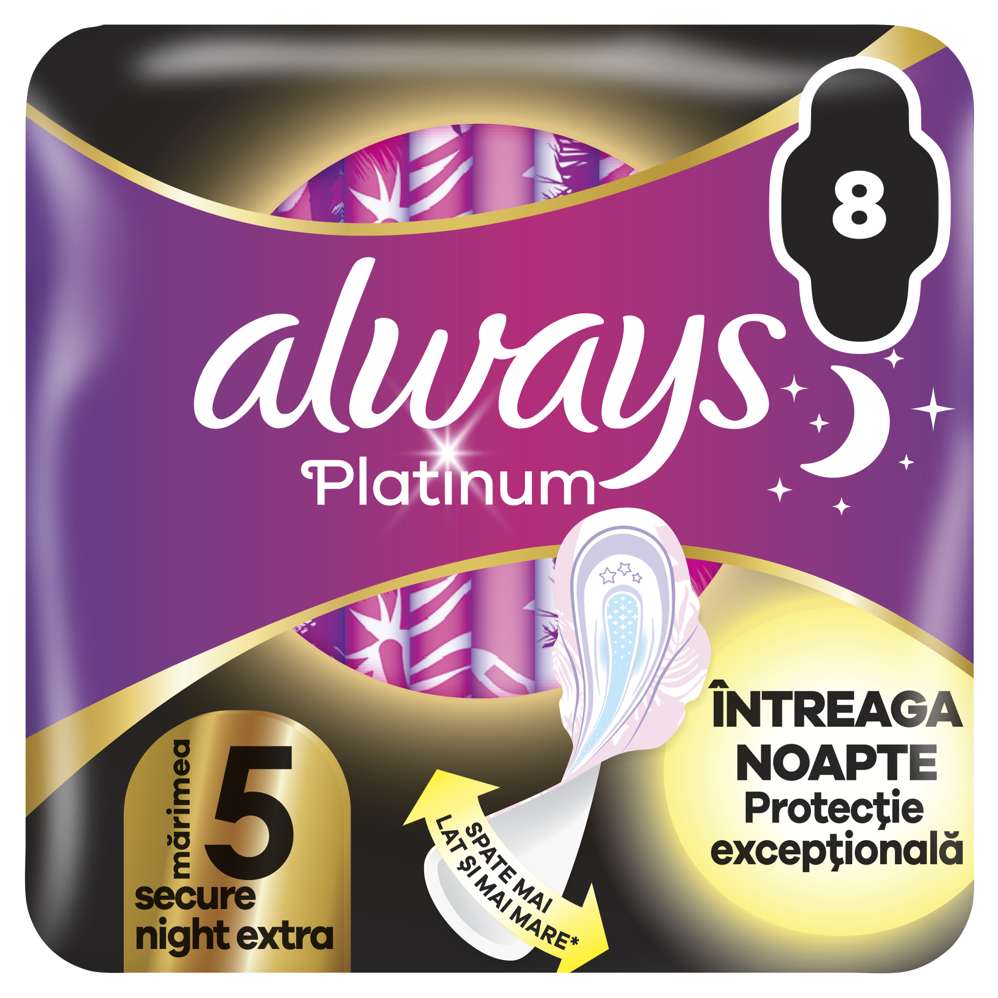 Absorbante Always Platinum Secure Night Extra, 8 buc - eMAG.ro