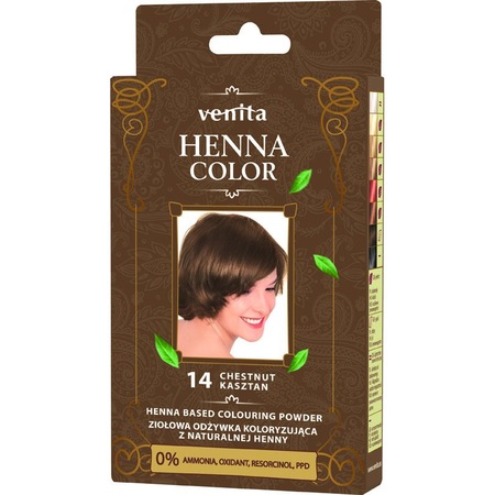 Balsam colorant henna, Venita, Castaniu, 25 g - eMAG.ro
