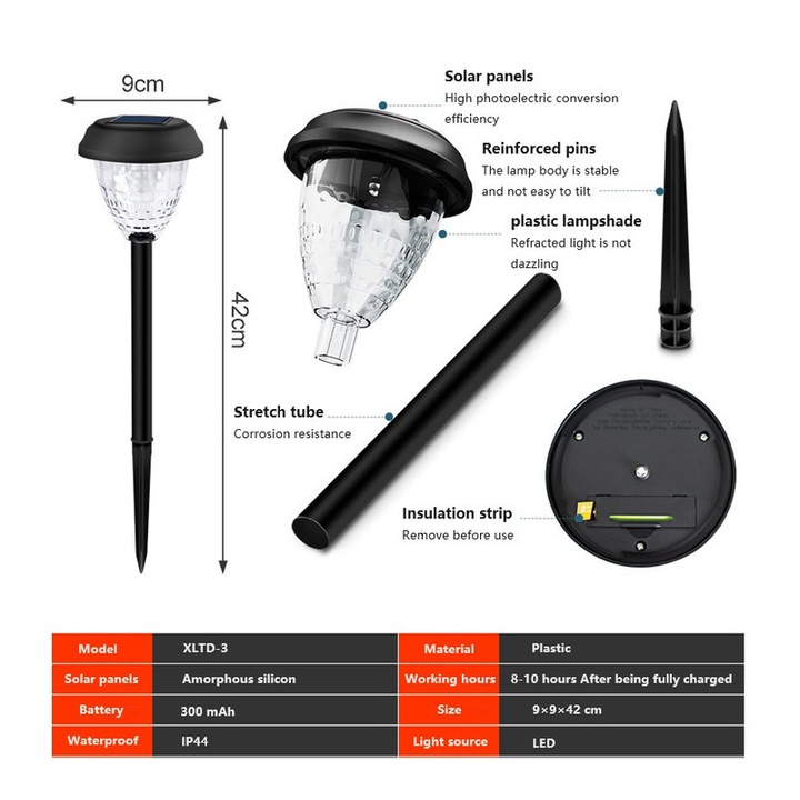 Комплект от 6 соларни лампи за осветление, LED, черни - eMAG.bg