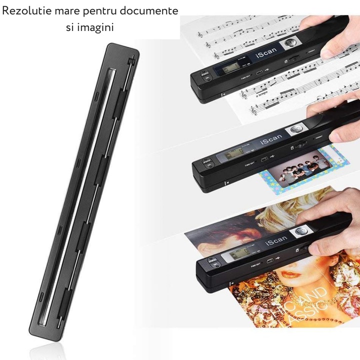 Scanner portabil iscan 900 DPI cu ecran LCD, JPG/PDF, tip A4 - eMAG.ro