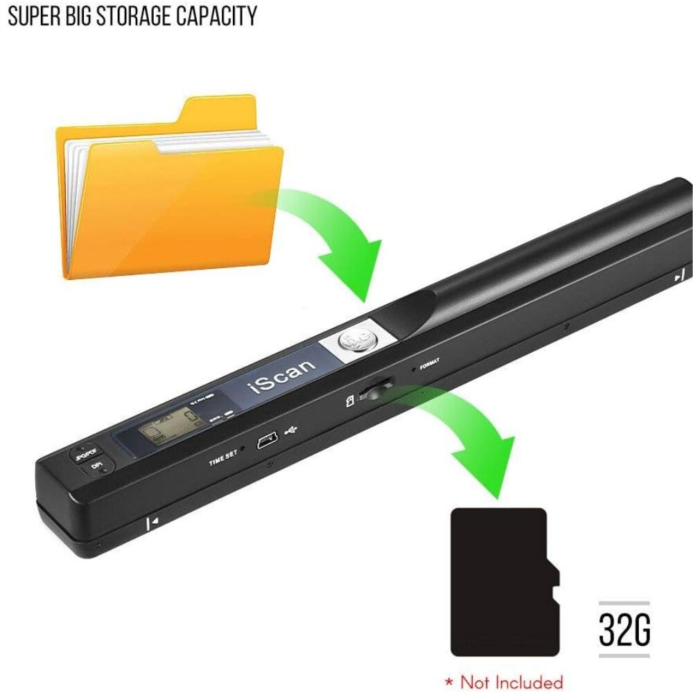 Scanner portabil iscan 900 DPI cu ecran LCD, JPG/PDF, tip A4 - eMAG.ro