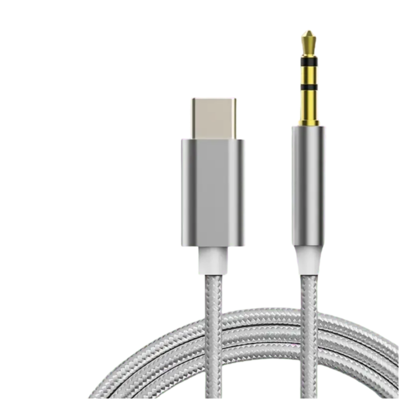 Кабел за аудио конектор Usb Type C към жак 3 5 мм дължина 1 м бял