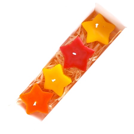 Lumanari din ceara naturala de albine, in forma de stelute, set 4 ...