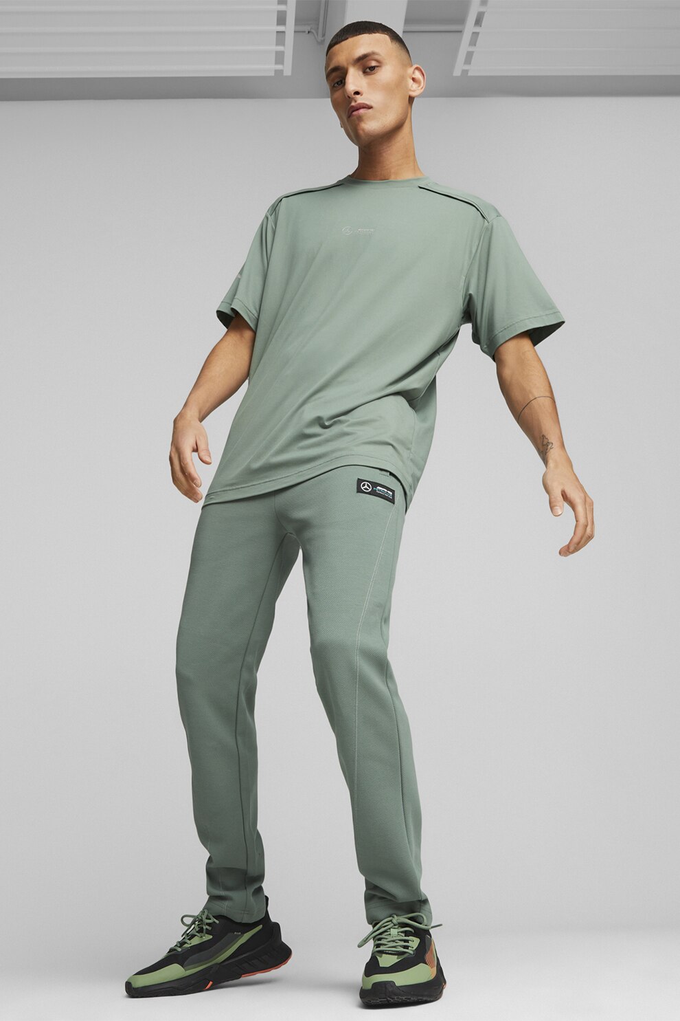 Puma, Pantofi sport cu detalii cauciucate MAPF1 AMG Maco, Negru, Verde ...