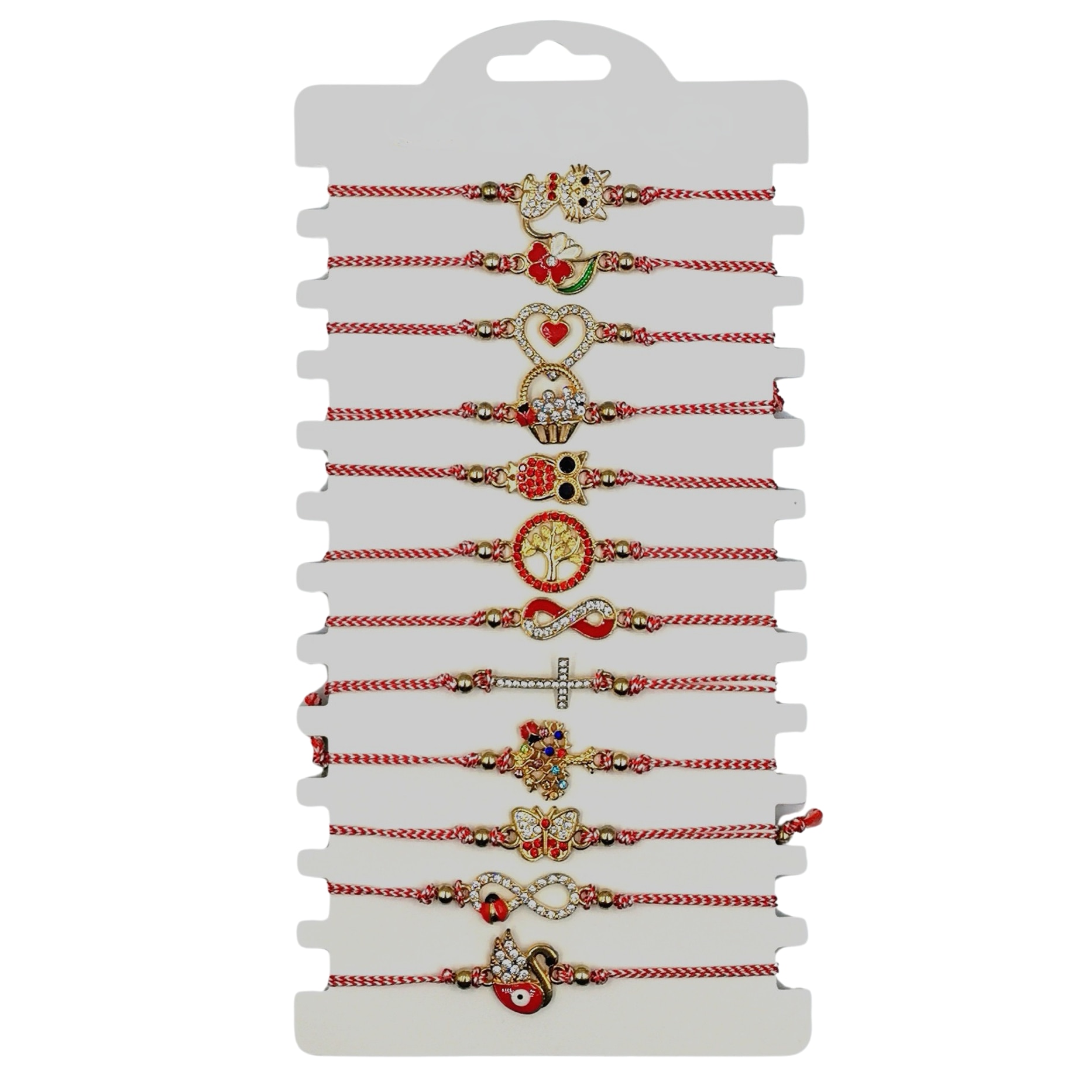 Set 12 martisoare bratari, NEVERMORE, N1001, Lungime reglabila, Auriu ...